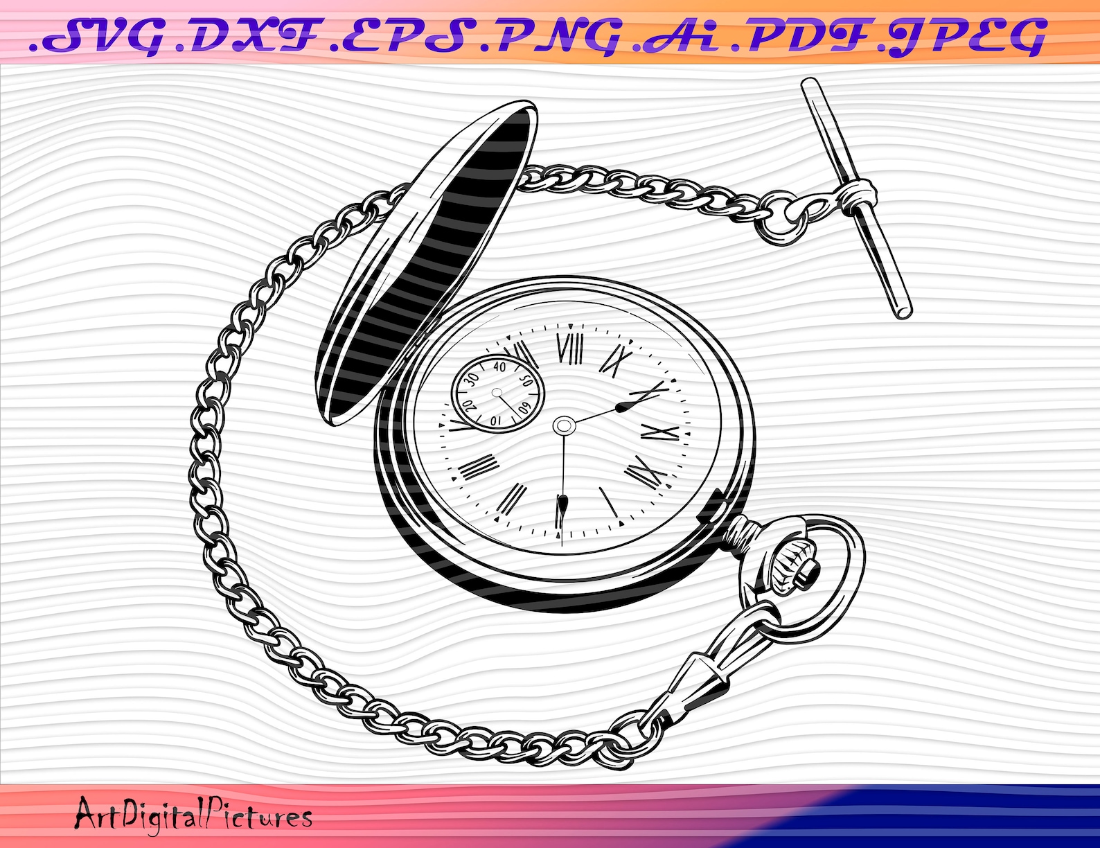 Pocket Watch SVG, Watch Svg, Pocket Watch Clipart, Pocket Watch Files ...