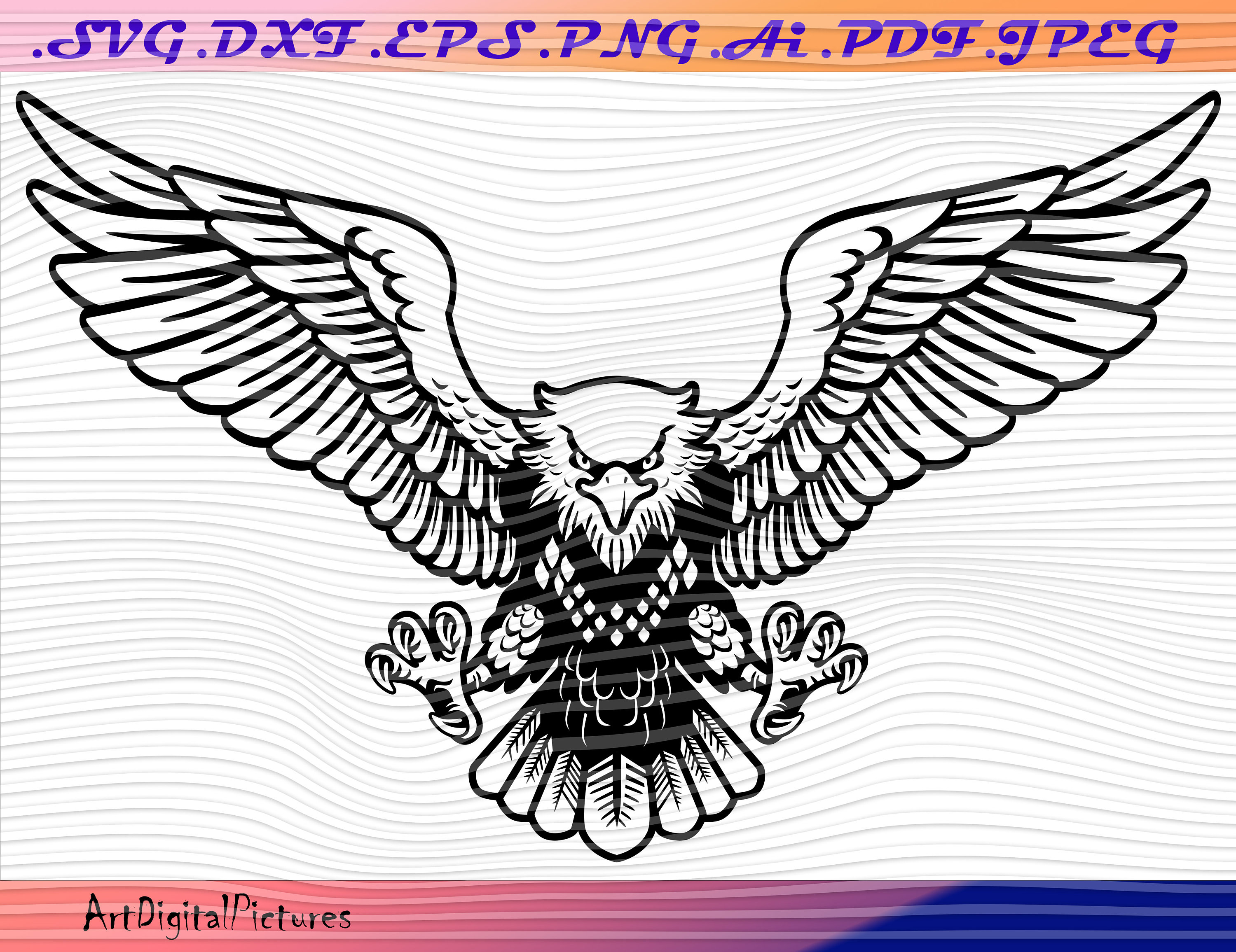 Eagle Mascot Spread Wings American Bald Eagle Bird Flying | Etsy