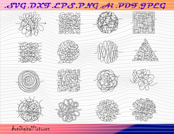 16 Scribble Lines Wire Mess Chaos Threading Hand Drawn Doodle | Etsy