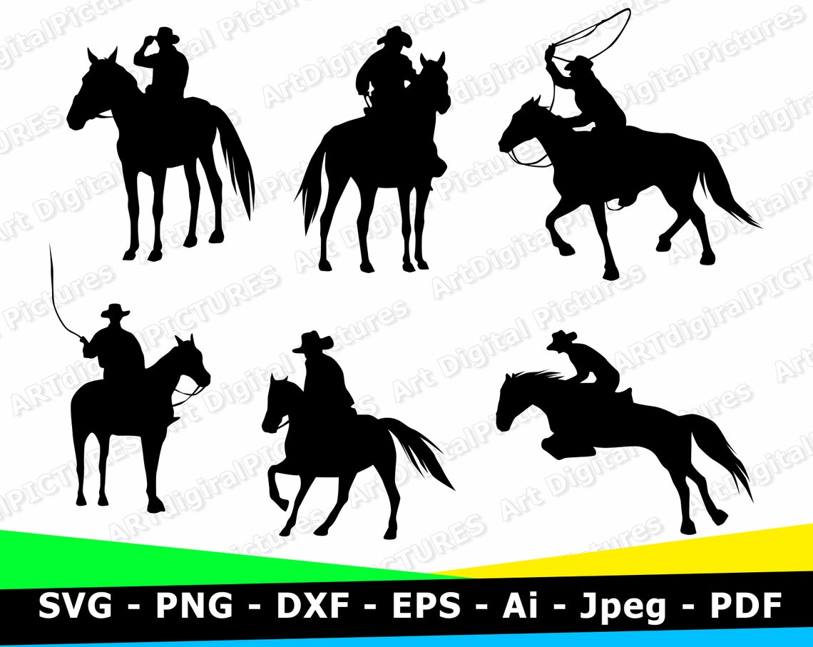 Cowboy Svg Ranch Cowboy Svg Cowboy Silhouette Clipart | Etsy