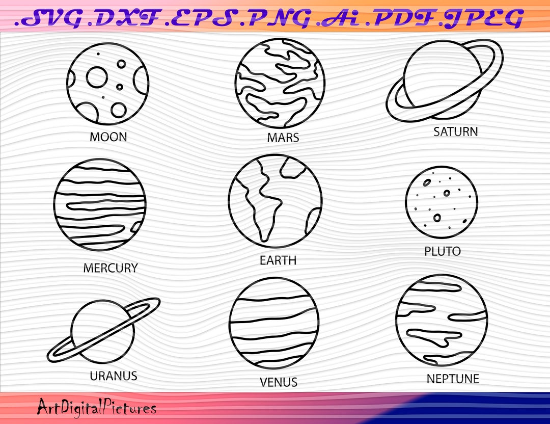 Solar System Planets SVG Planet svg Space svg Earth svg - Etsy España