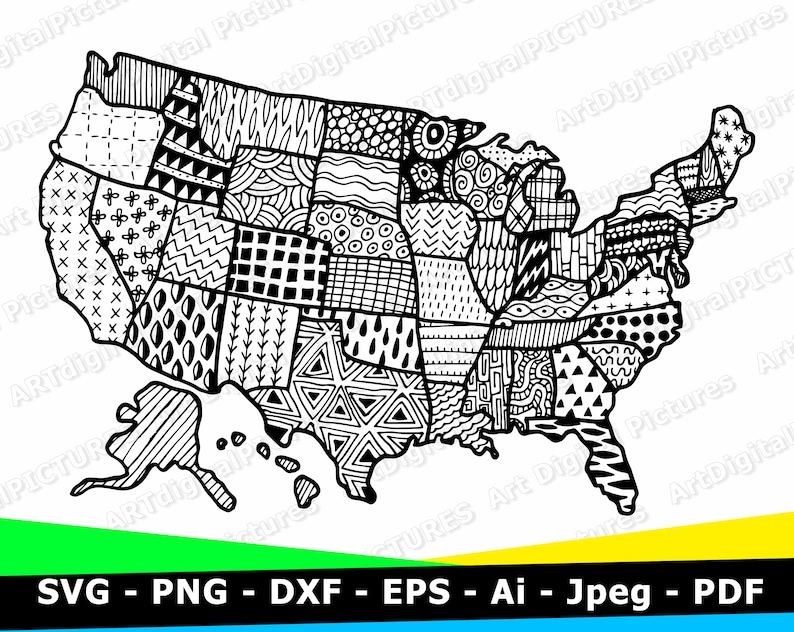 Usa Map Svg United States Svg United States Mandala Art | Etsy