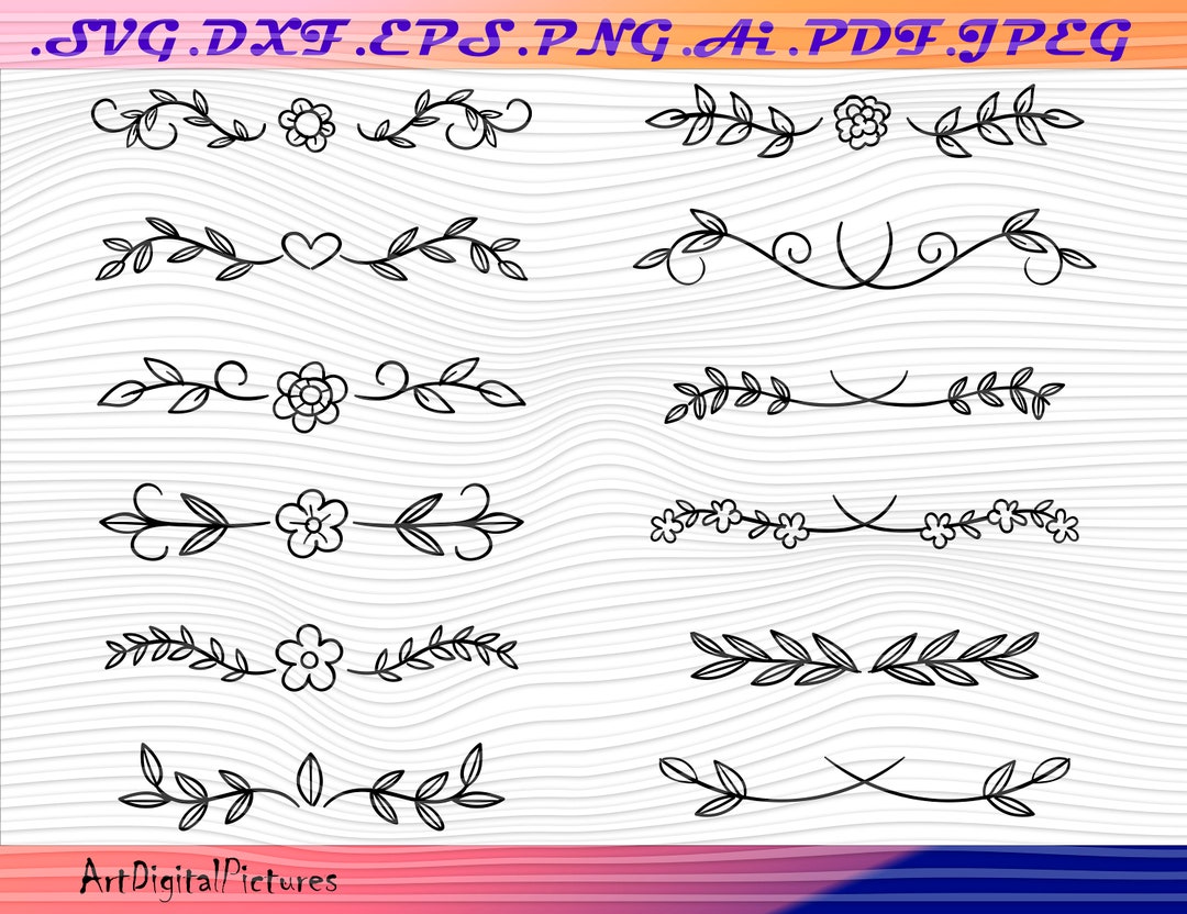 12 Calligraphic Ornamental Line, Divider Svg, Text Dividers SVG ...