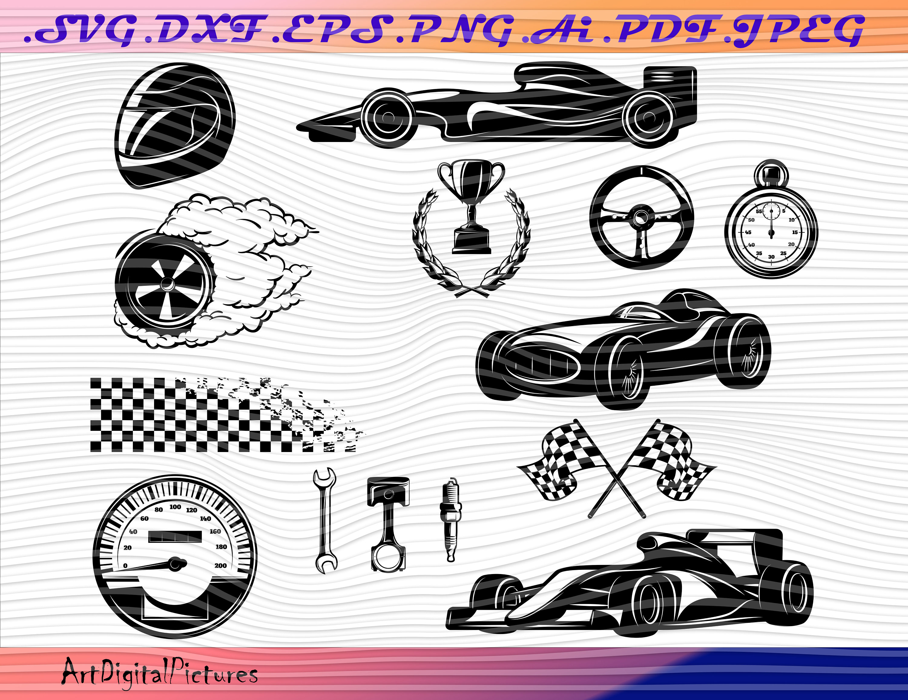 15 Racing with Tools Equipment Street Racer Race Car Svg - Etsy France
