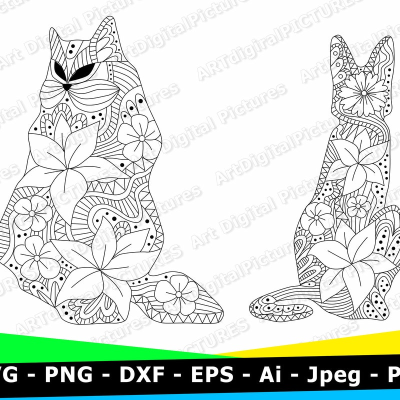 Zentangle Cat - Etsy