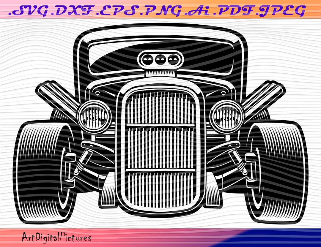 Hot Rod SVG, Vintage Car SVG, Muscle Car Silhouette, Retro Car Svg, Hot ...