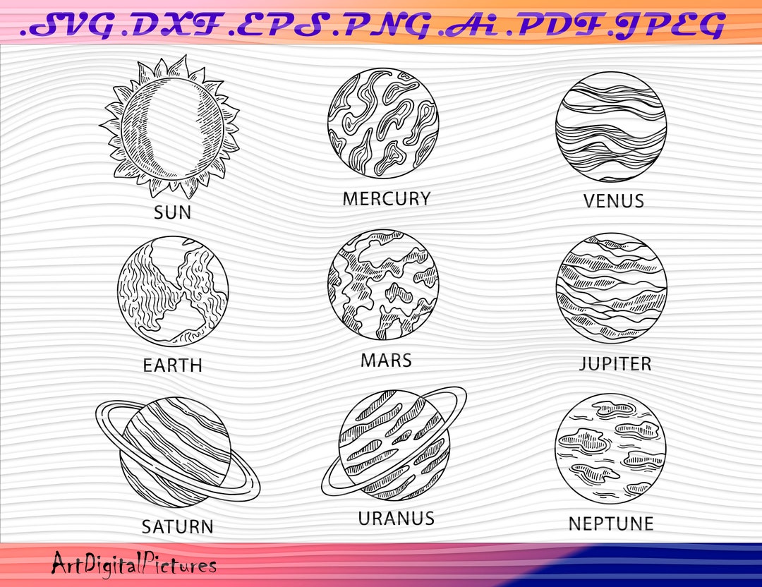 9 Solar System, Planets SVG, Planet Svg, Space Svg, Earth Svg, Moon Svg ...