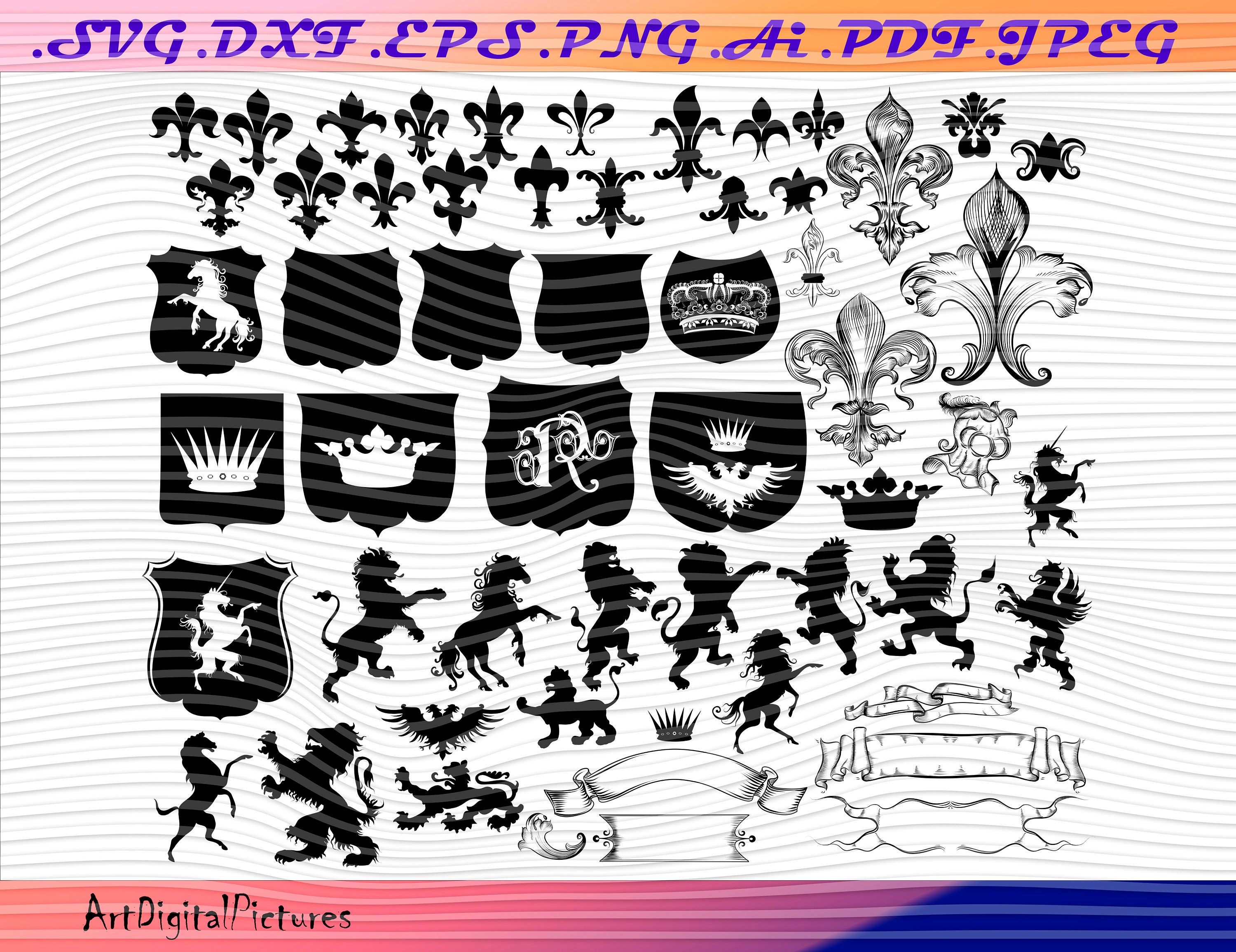 56 Heraldic Elements, Heraldry, Medieval Shield, Heraldic Emblems ...