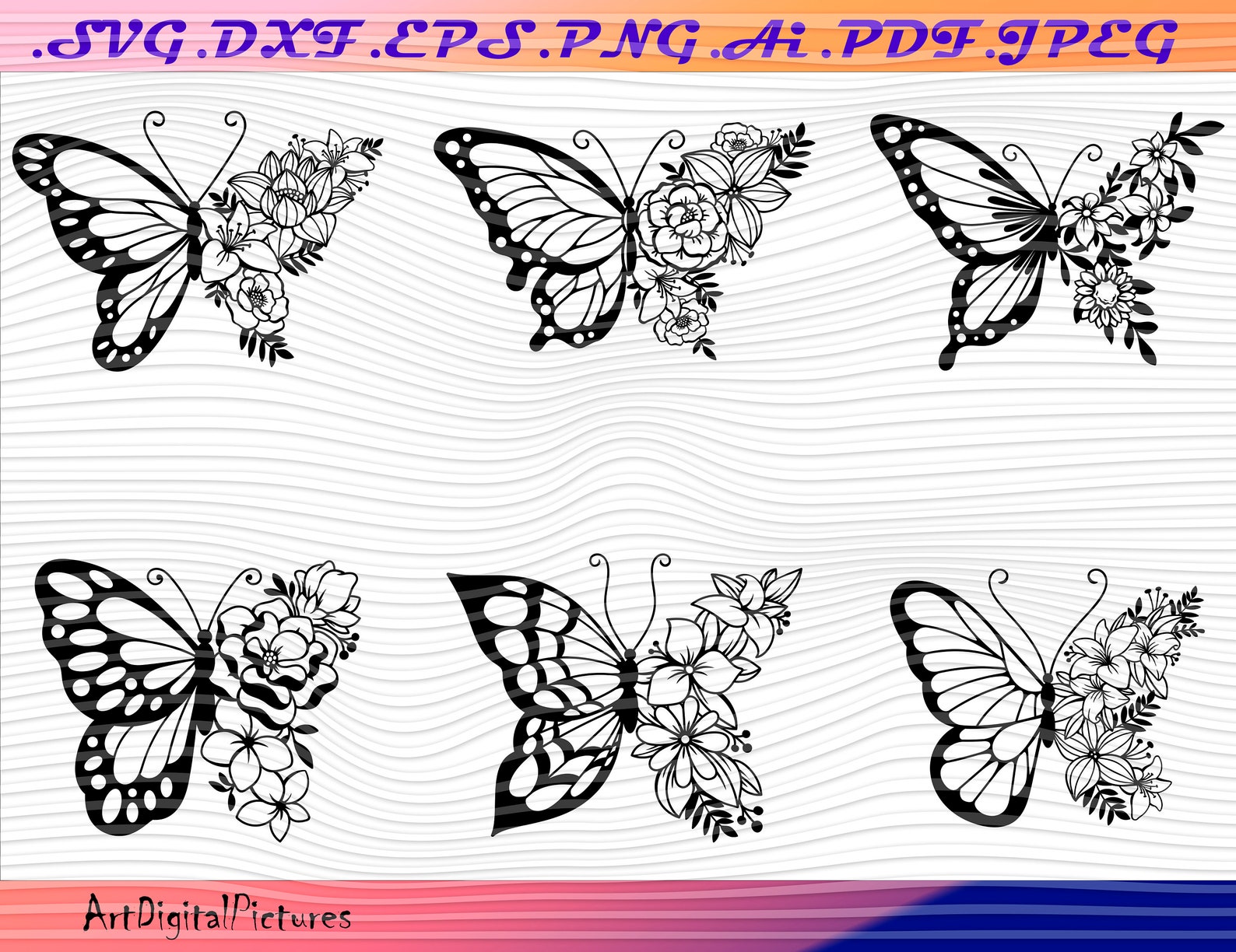 BUTTERFLY in SVG Floral Butterfly Flowers Svg Spring | Etsy