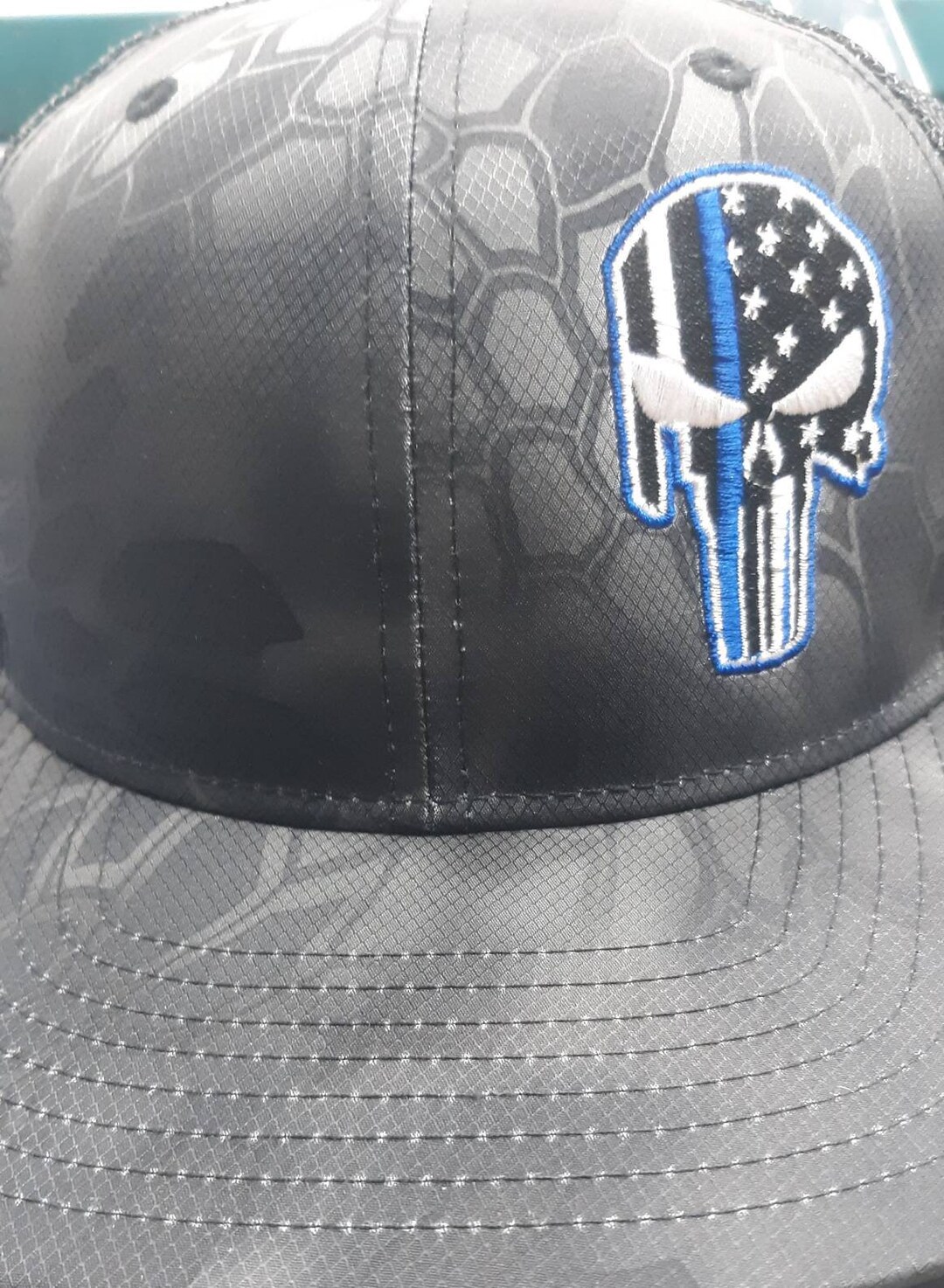 Punisher Skull Thin Blue Line Police Embroidered Hat Police Hat - Etsy