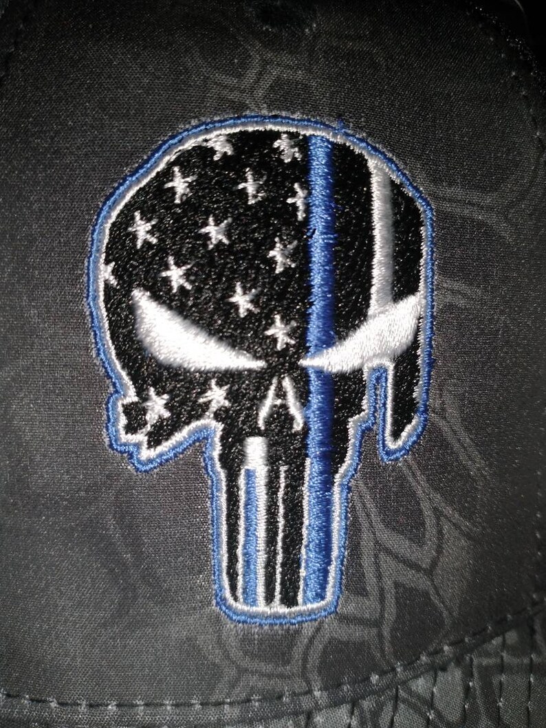 Punisher Skull Thin Blue Line Police Embroidered Hat Police Hat - Etsy