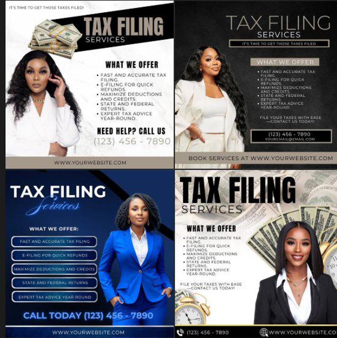 4 Tax Flyer Templates-editable in Canva - Etsy