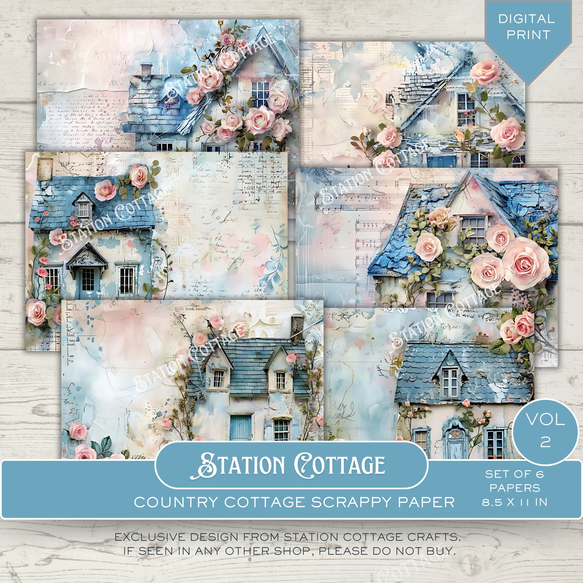 Country Cottage Digital Scrapbook Junk Jurnal Collage Paper Vol 2 - Etsy