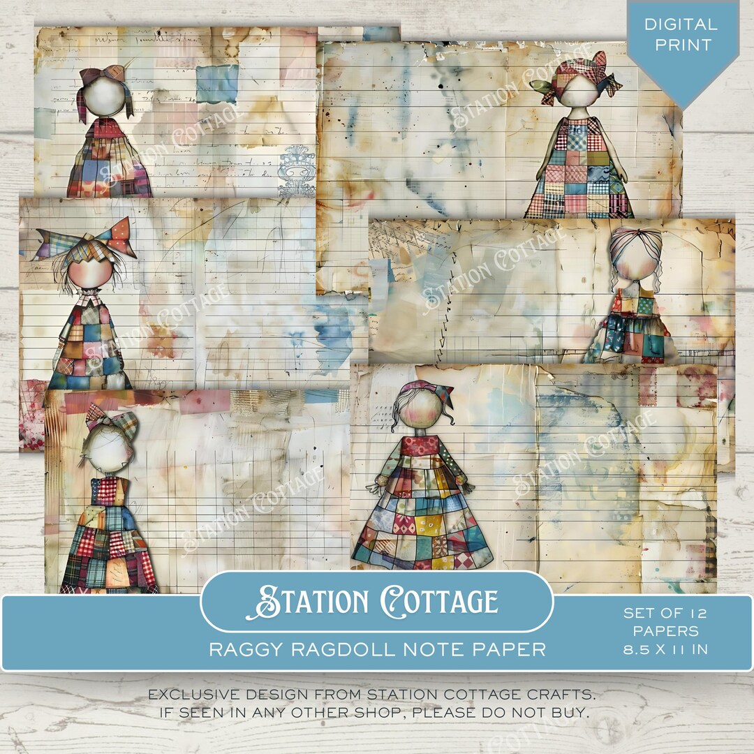 Raggy Ragdoll Scrapbook Junk Journal Craft Digital Paper - Etsy