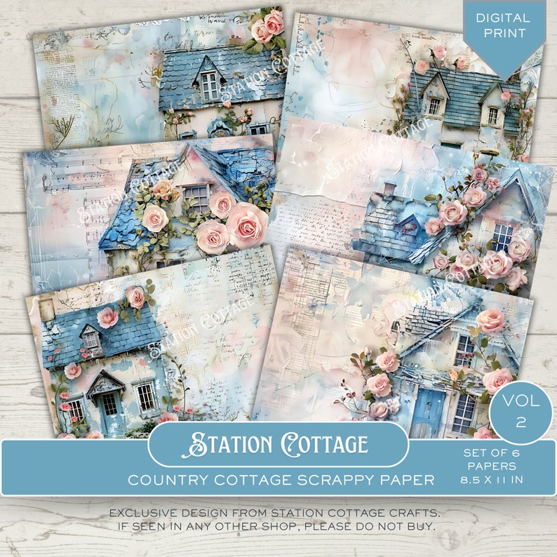 Country Cottage Digital Scrapbook Junk Jurnal Collage Paper Vol 2 - Etsy
