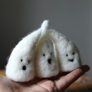Needle Felted Wool Ghosts - Set of Three - Etsy
