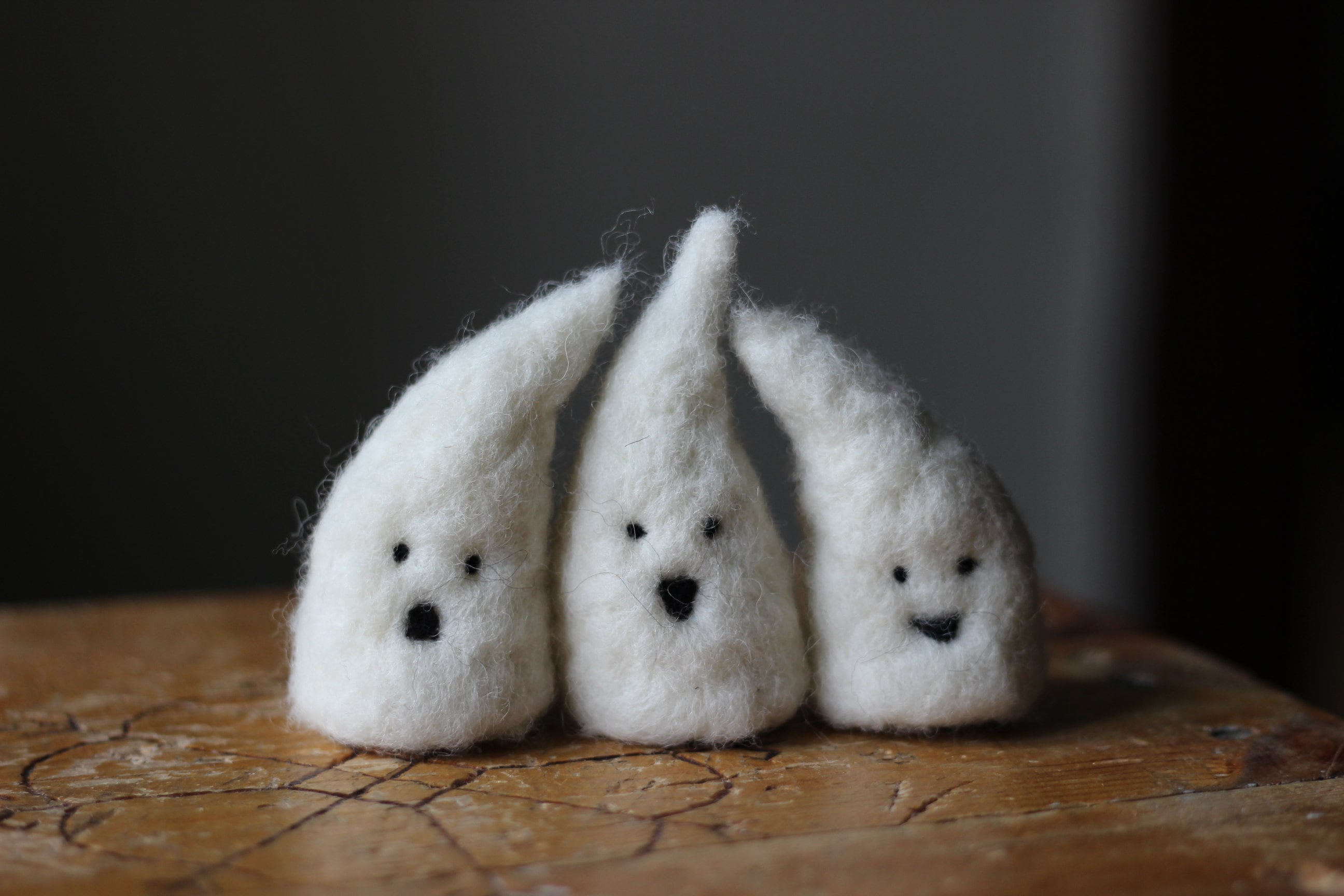 Needle Felted Wool Ghosts - Set of Three - Etsy