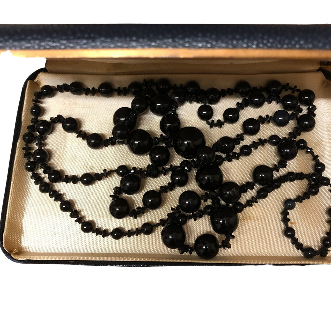 True Antique French Jet Graduated Opera Length Beaded Necklace ...