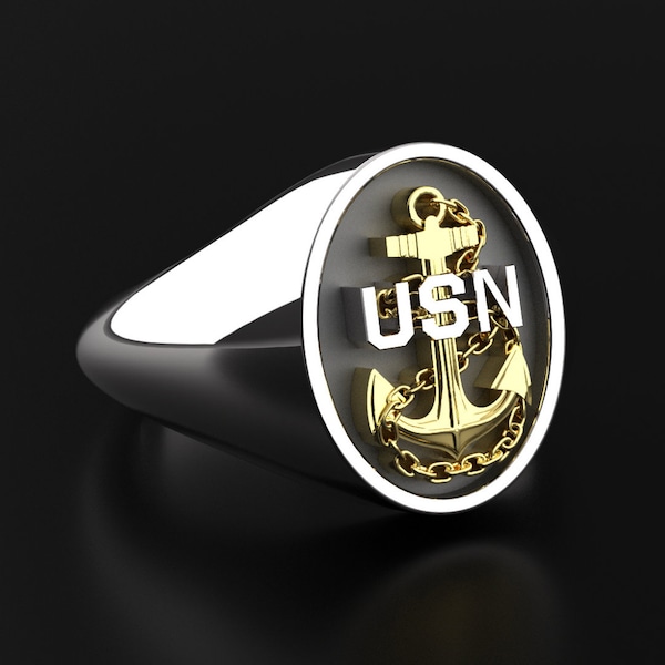 Navy Chief Ring for Men - Etsy