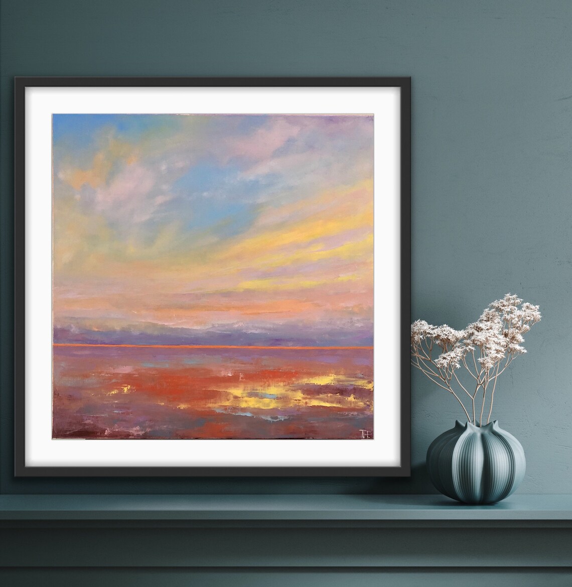 Abstract Sunset Oil Painting, Seascape, Warm Sunset, Original Art ...
