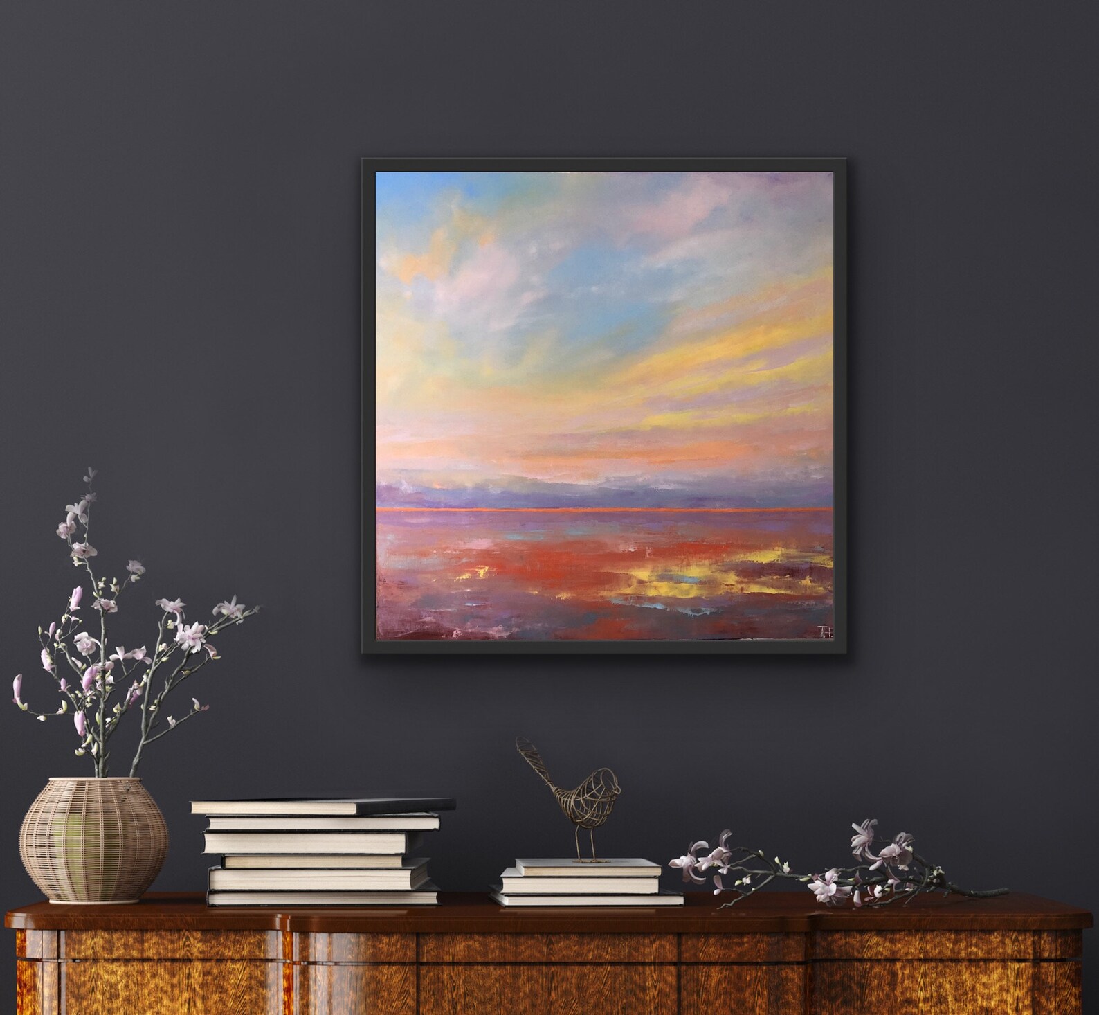 Abstract Sunset Oil Painting, Seascape, Warm Sunset, Original Art ...