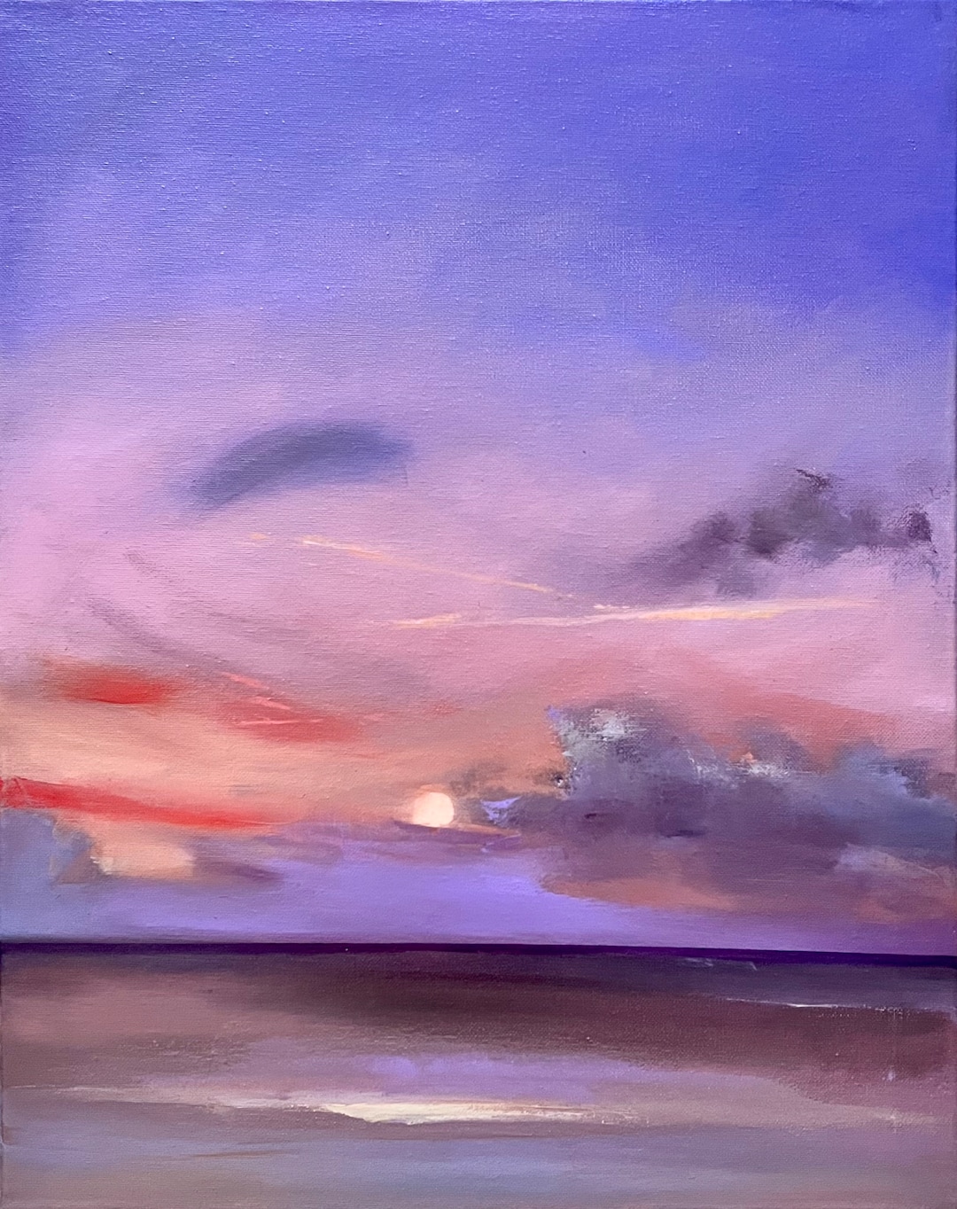 Original Purple Seascape Oil Painting: Abstract Sunset Art - Etsy