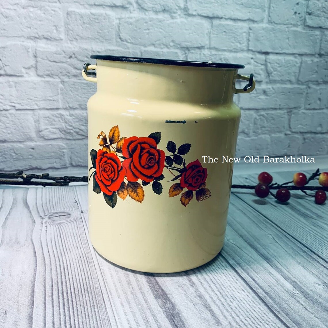 Enamel Milk Can Soviet Vintage Jug Country Decor Enamelware - Etsy