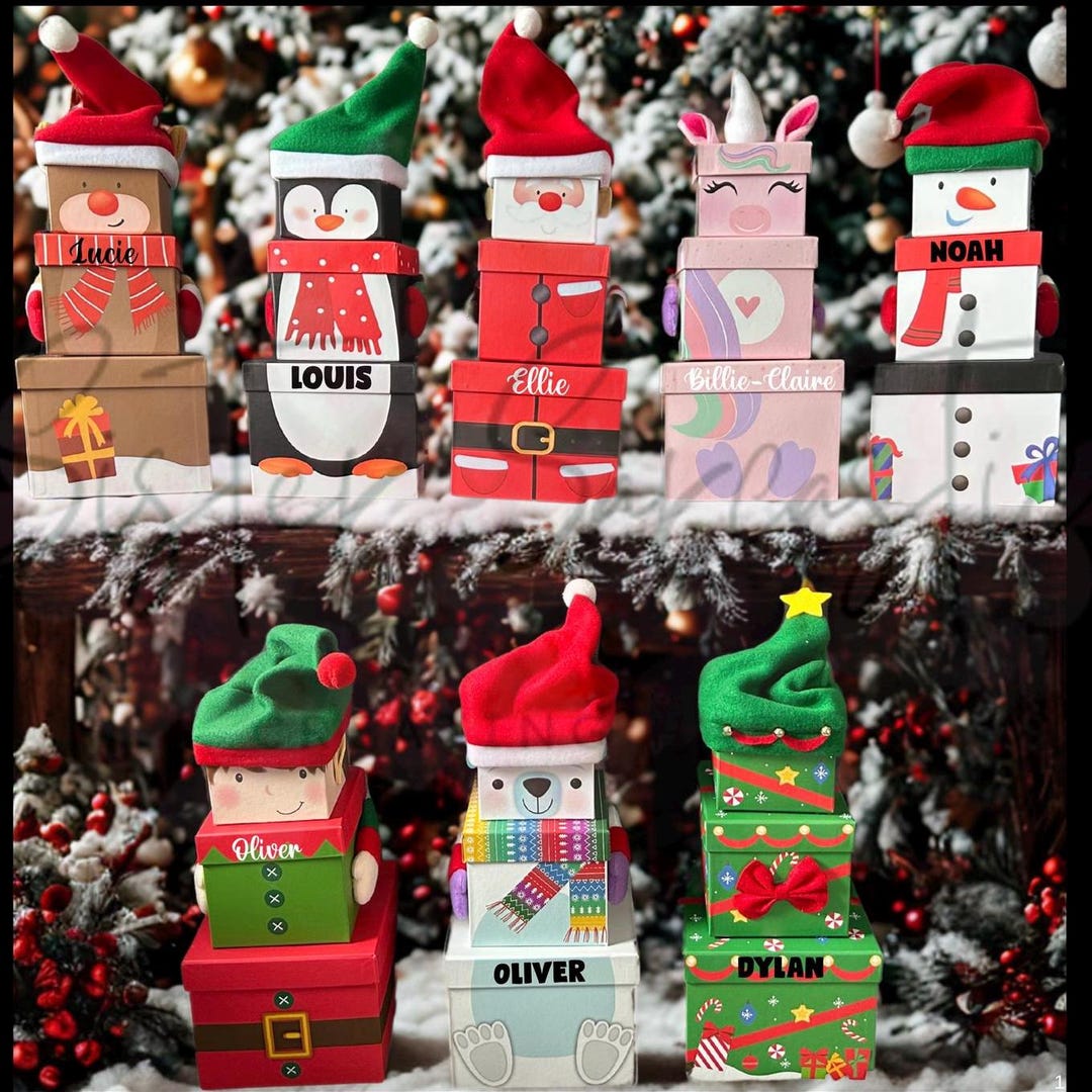 Childrens Christmas Eve Box Personalised Customised Stacking Gift Boxes ...