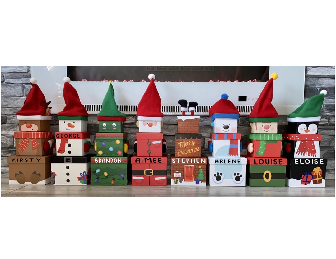 Kids Christmas Eve Box Personalised Customised Stacking Gift Boxes ...