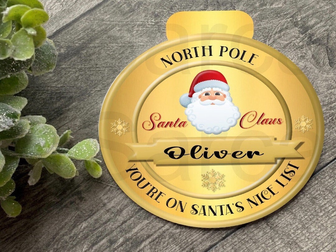 Personalised Kids Santa Nice List Medal Gift, Christmas Gift, Christmas ...