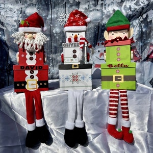 Kids Christmas Eve Box Personalised Stacking Gift Boxes With Legs Santa ...