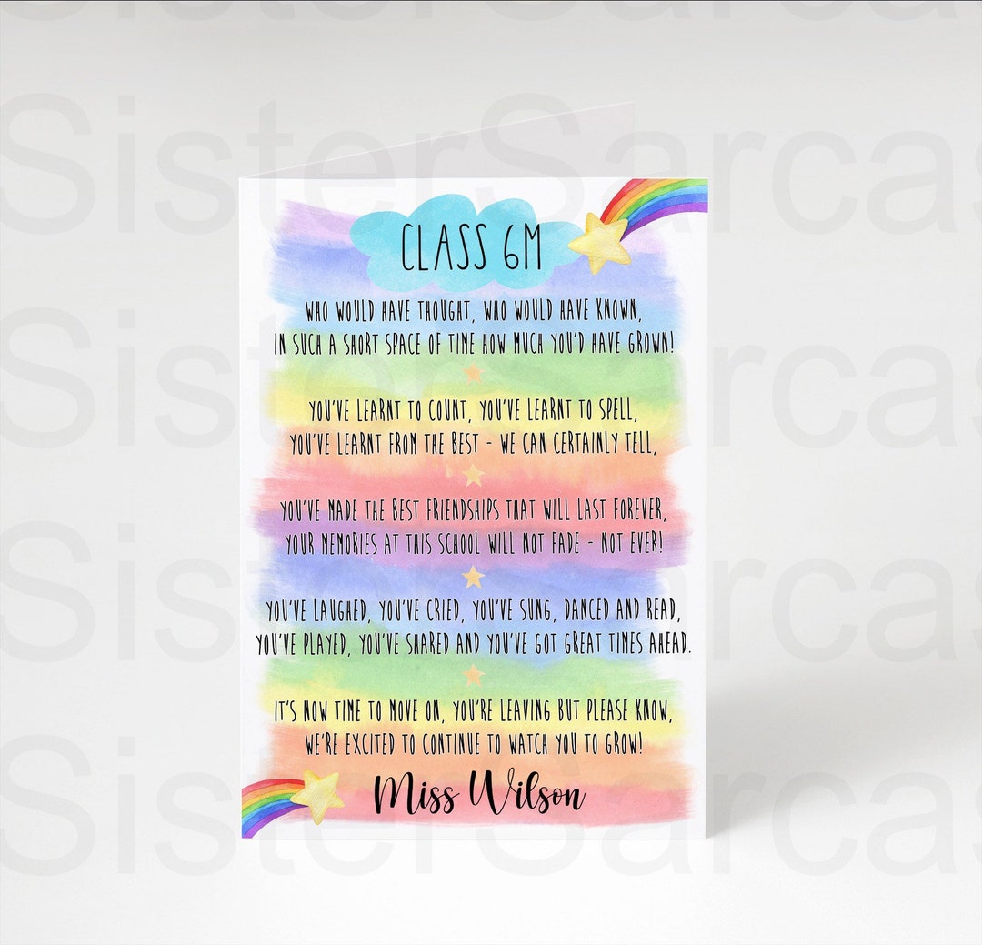 School Leaver From Teacher Card, Student End of School Leavers 2024 ...