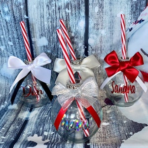Personalised Christmas Bauble Baubles Drinking Glass Table Decoration ...