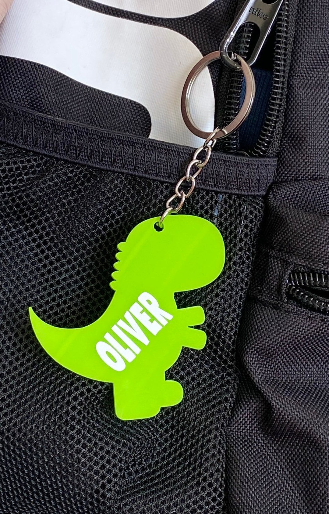 Personalised Dinosaur Boys Girls Kids Bag Tag Charm Keychain Keyring ...