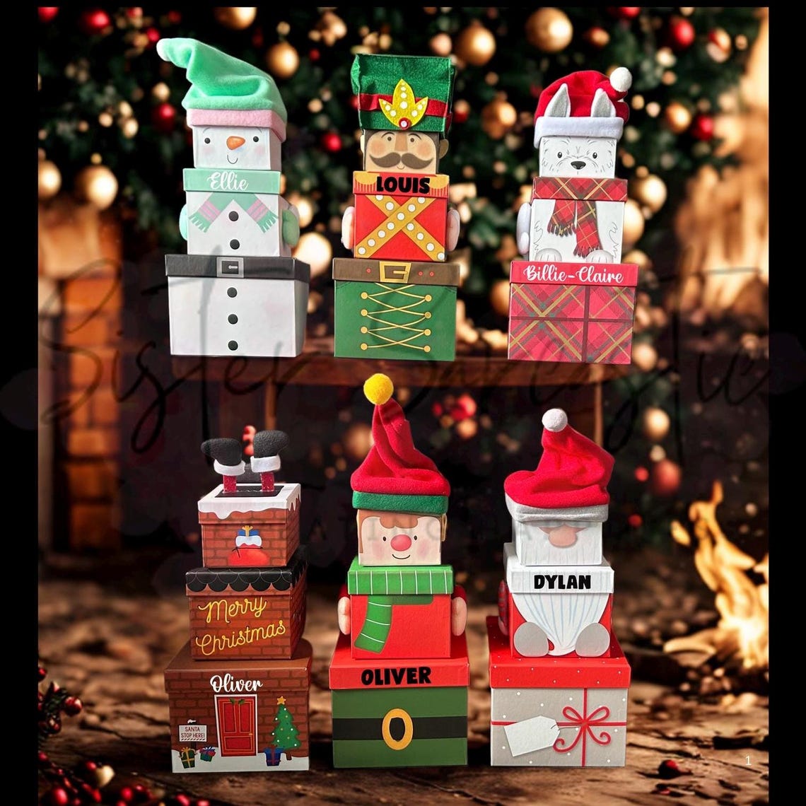 Kids Christmas Eve Box Personalised Customised Stacking Gift Boxes ...