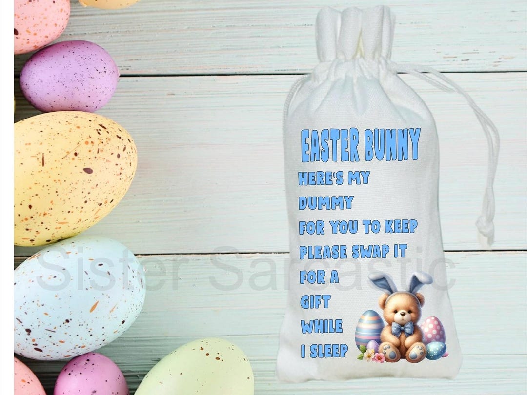Personalised Kids Dummy for Easter Bunny - Dummy Fairy - White Pouch ...