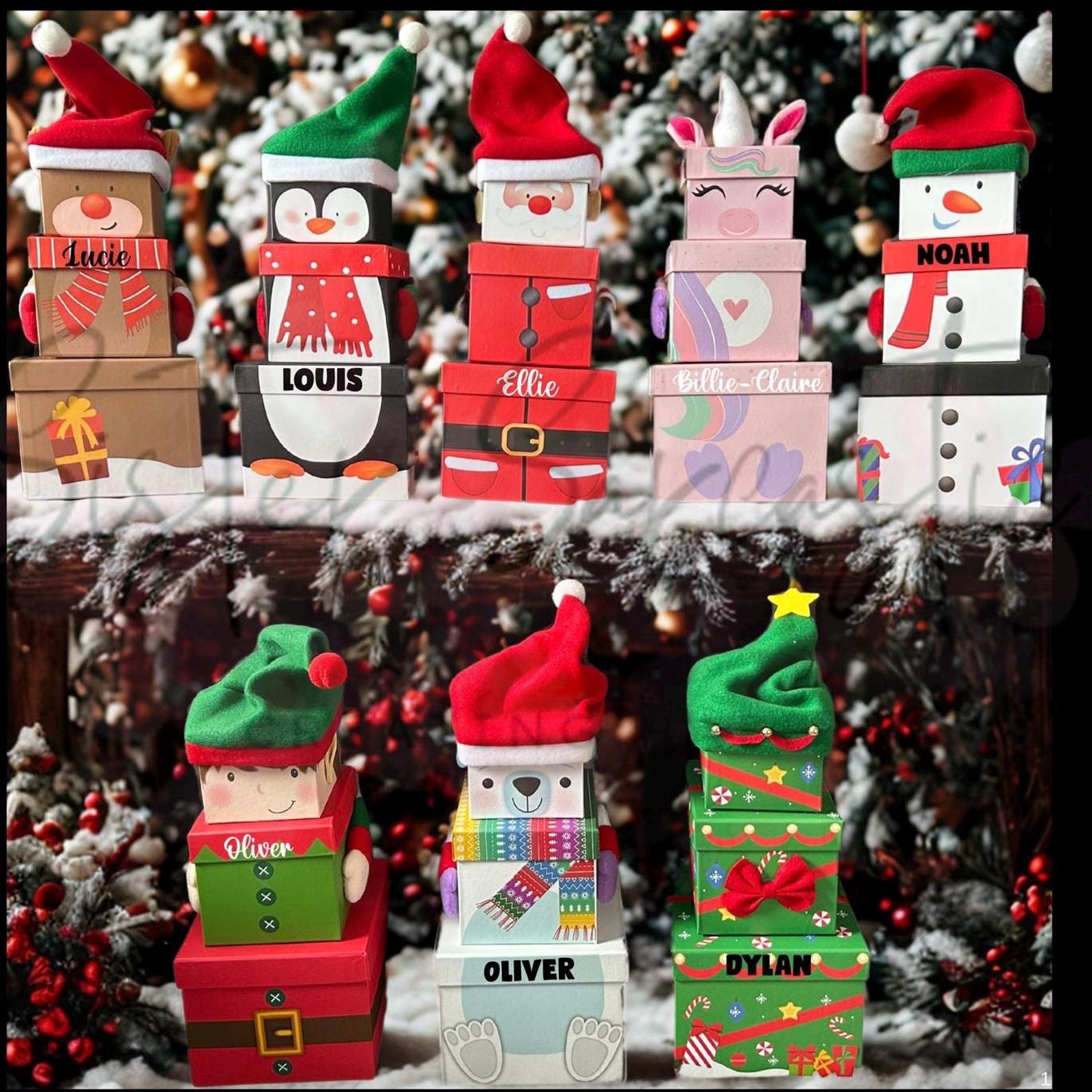 Kids Christmas Eve Box Personalised Customised Stacking Gift Boxes ...