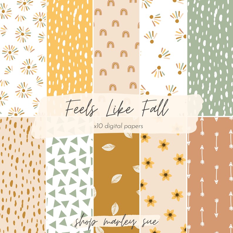 Fall Boho Scrapbooking Paper Printable, Autumn Decorative Craft Paper ...