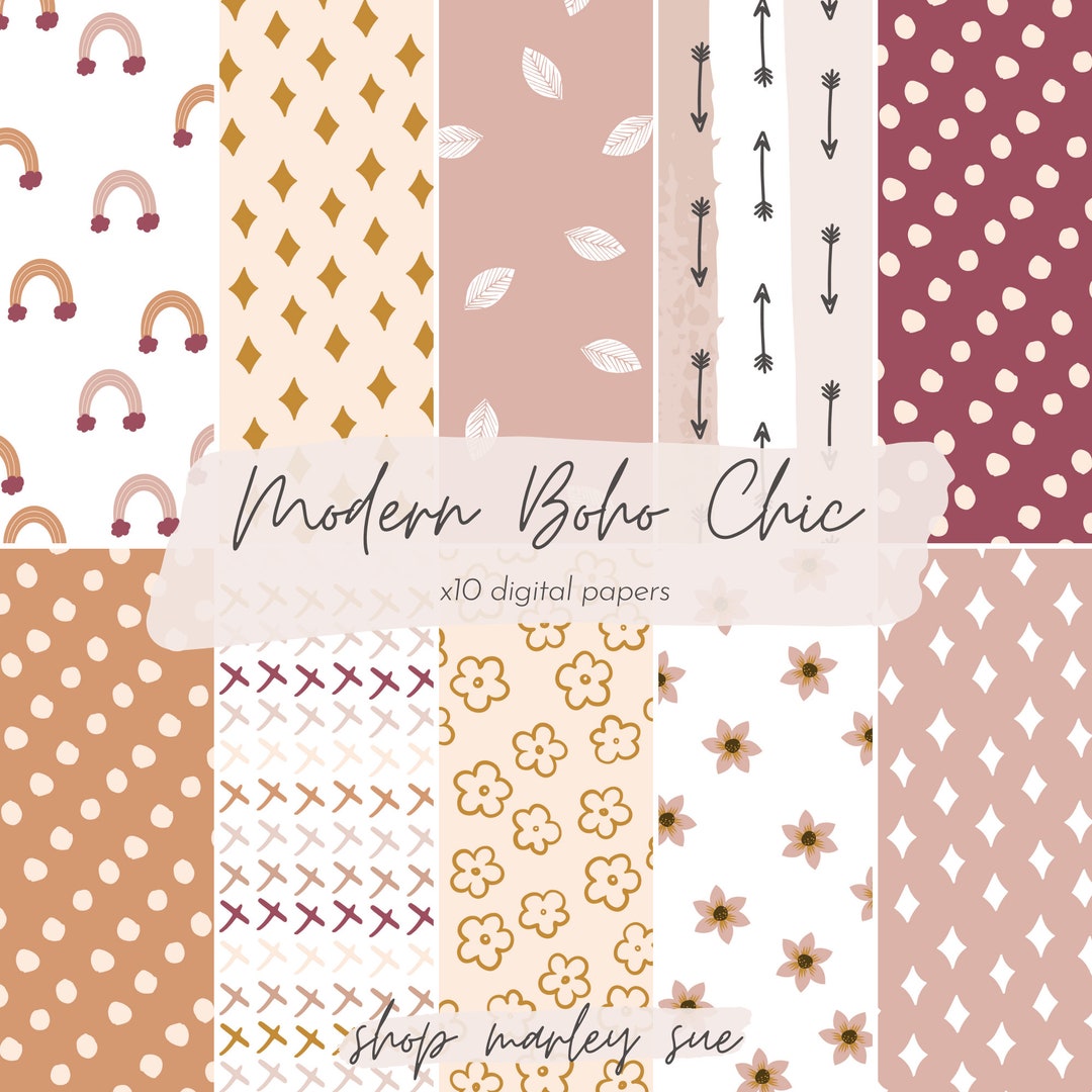 Boho Chic Scrapbooking Paper Printable, Pink Decorative Craft Paper ...