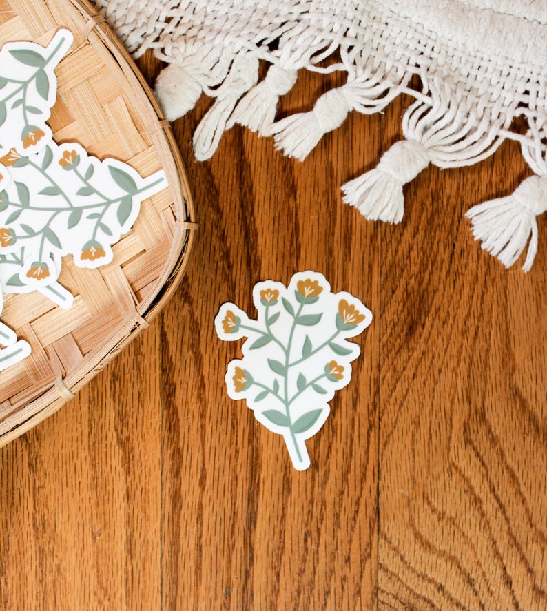 Fall Wildflower Sticker Green and Yellow Flower Decal - Etsy