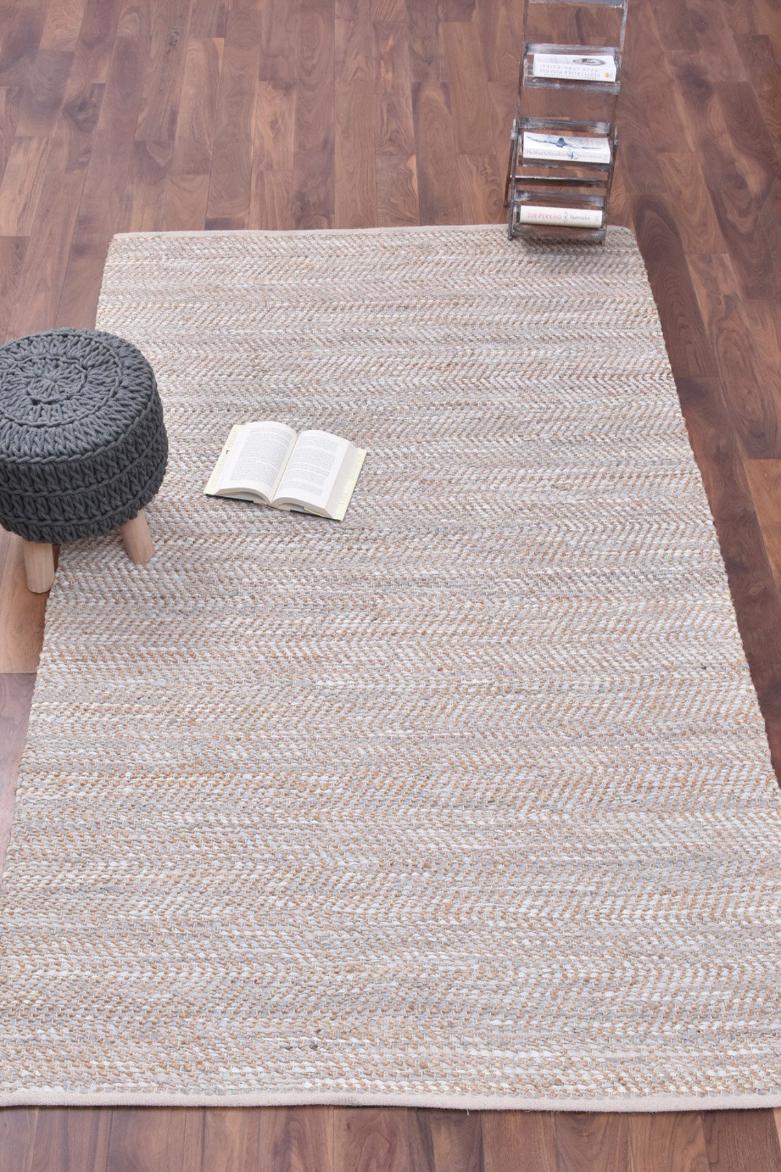 URBAN86 Fabi Jute Leather Rug Silver/natural Area Rug (july Special ...