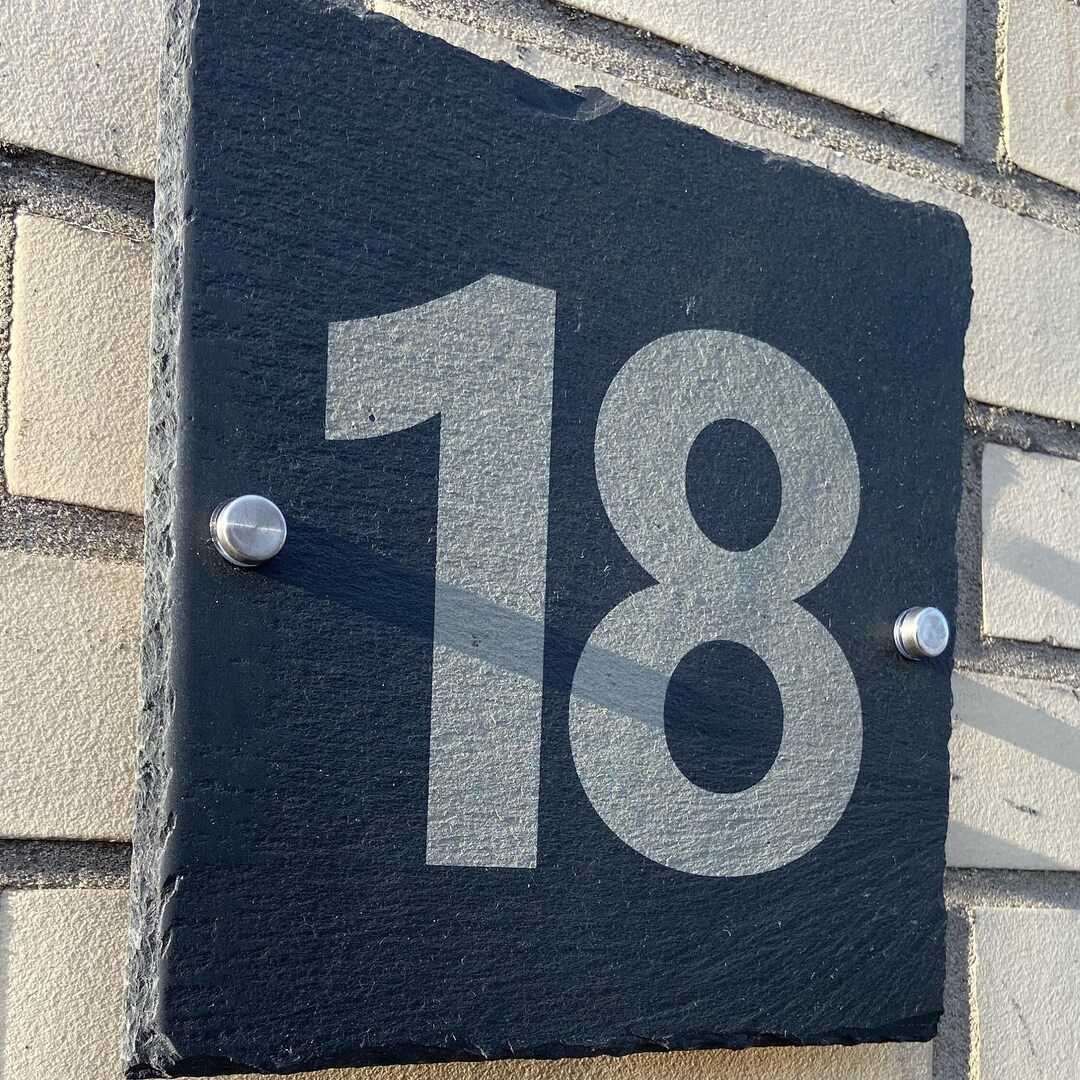 Slate Sign House Number, 20 X 20 Cm, Customizable, Individual, House ...