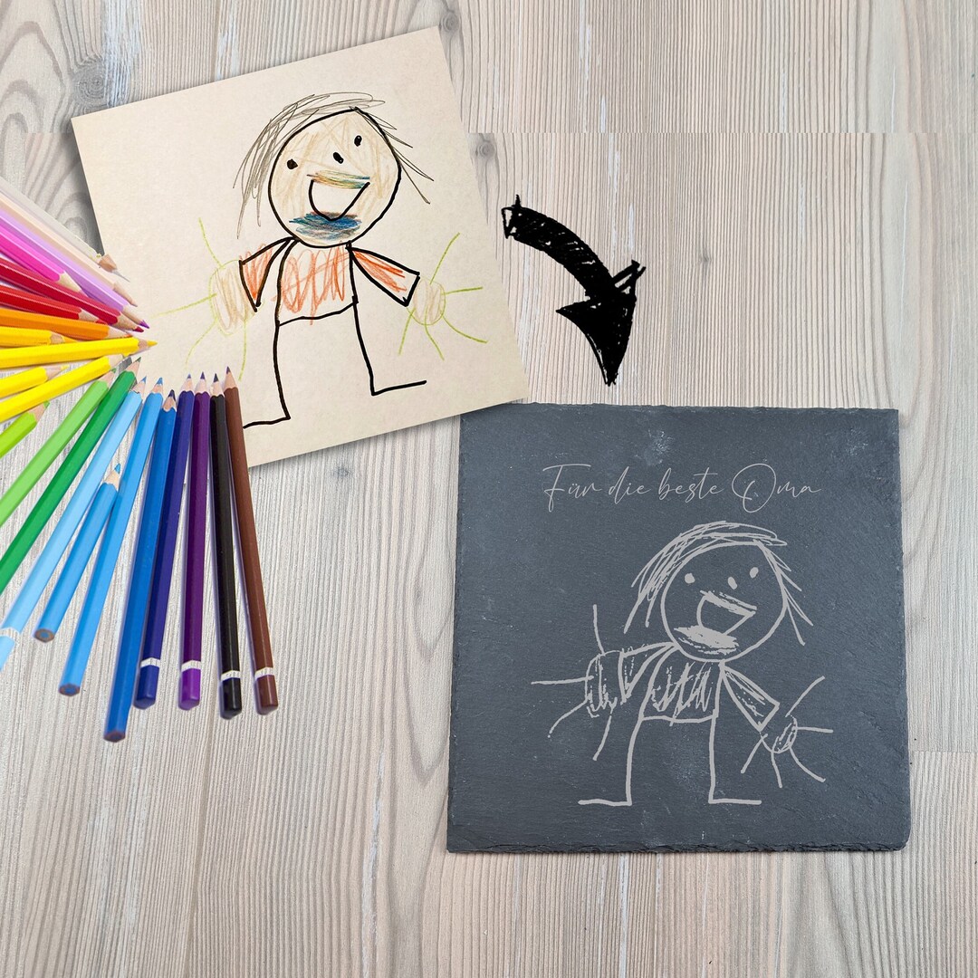 Slate Plate Children's Artwork, 20 X 20 Cm Children's Drawing ...