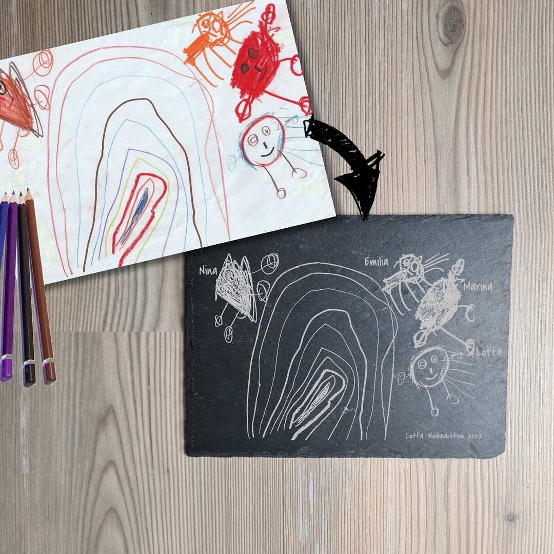 Slate Children's Artwork, 15 X 20 Cm - Children's Drawing, Christmas ...