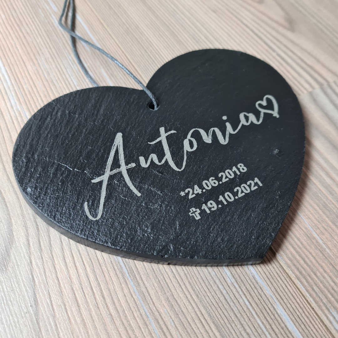 Slate Heart, Slate Plaque, Memorial Plaque Personalized, Desired ...