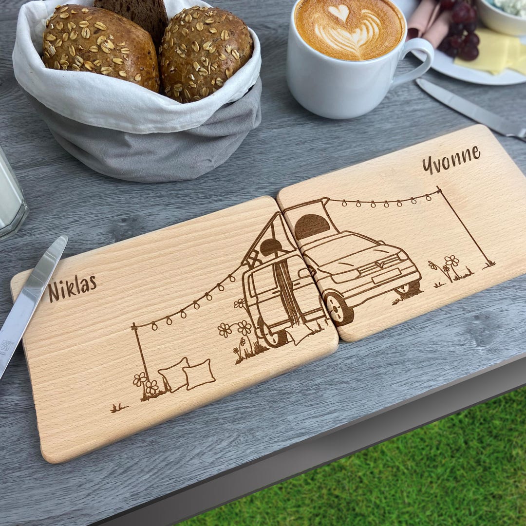 Partnerbrettchen Camper Van mit Dachzelt - für echte Campingfans - Urlaub im Dachzelt, Vanlife ...