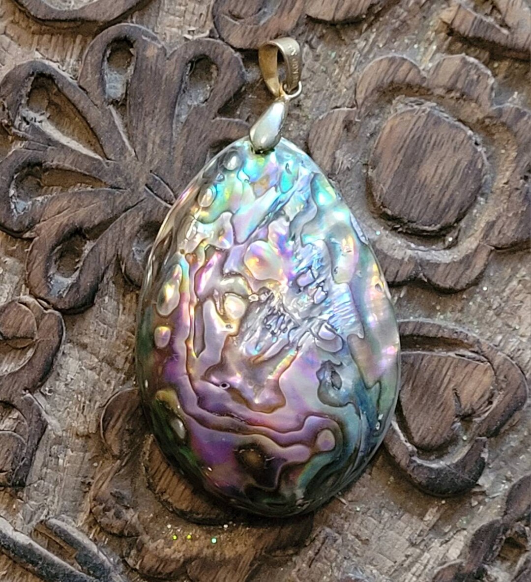 Vintage Abalone Shell Pendant - Etsy