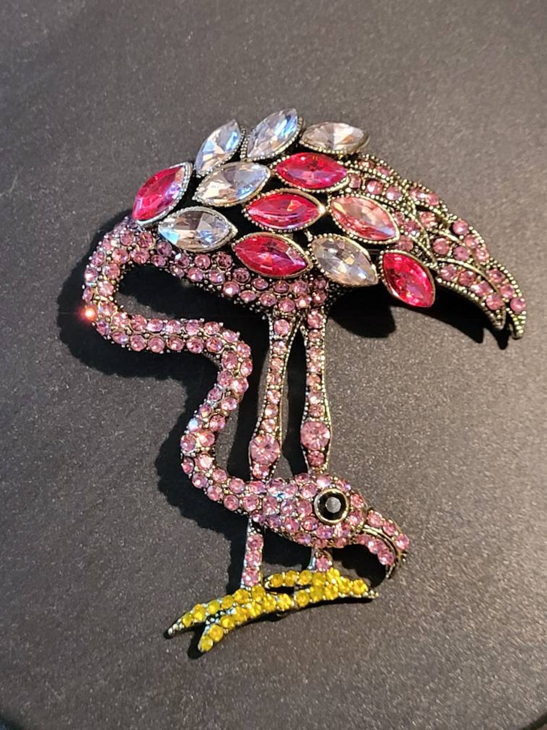 Broche Flamant Rose Strass - Etsy France