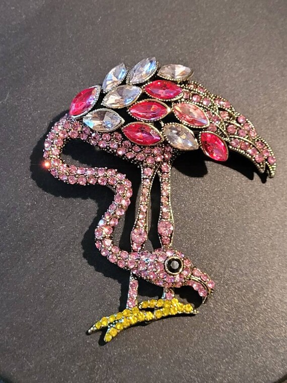 flamingo rhinestone brooch - Gem