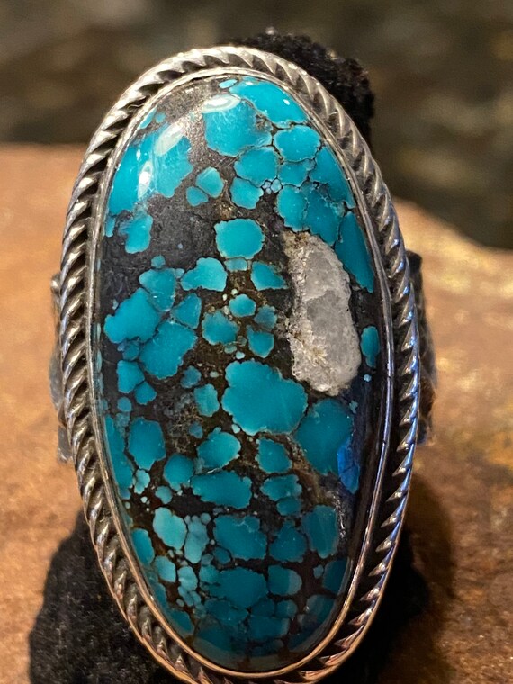 Navajo Tufa Cast Hubei Turquoise With Quartz Inclusion - Etsy